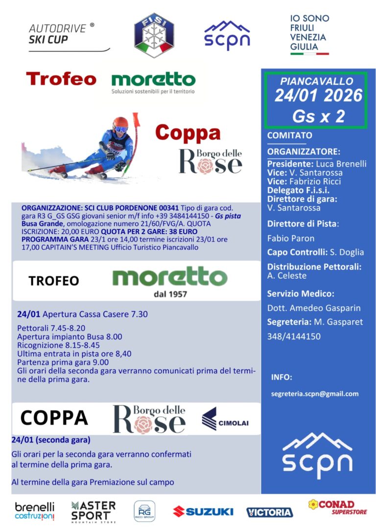 GP FISI FVG Giovani/Senior e Master, i Programmi delle tre giornate di ...
